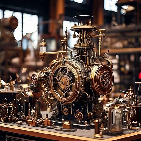A Steampunk Workshop Scene In A Bustling Shopping Malt Stock Image