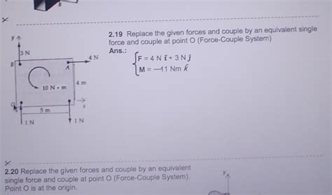 solved 2 19 replace the given forces and couple by an