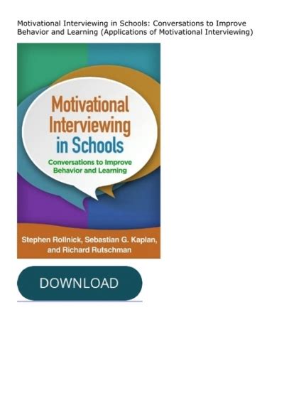 PDF Motivational Interviewing In Schools Conversations To Improve