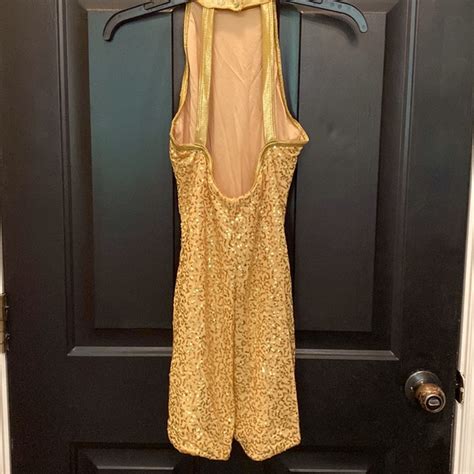 Balera Other Balera M Gold Sequin One Piece Halter Mock Neck Shorts