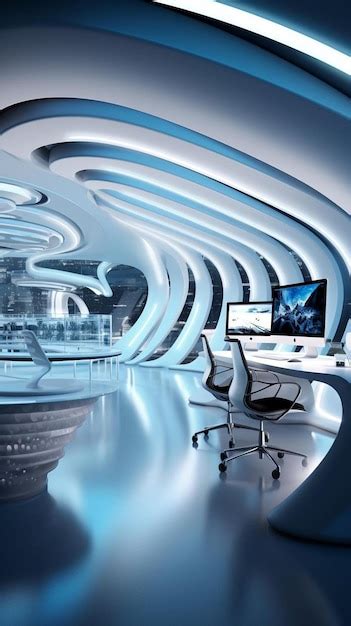 Premium Photo A Desk With A Computer And A Monitor On It