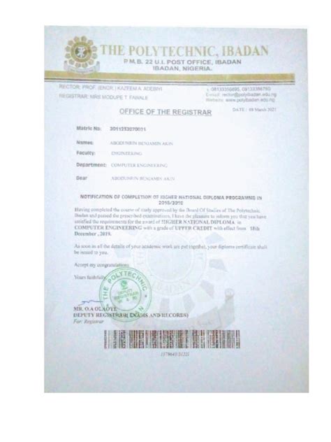 Hnd Certificate Abodunrin Pdf