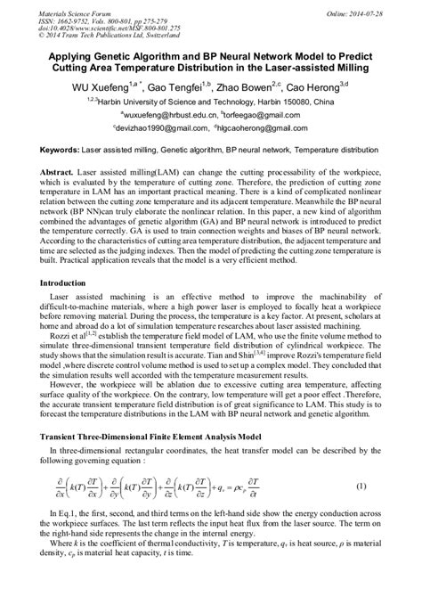 Applying Genetic Algorithm And Bp Neural Network Model To Predict Cutting Area Temperature