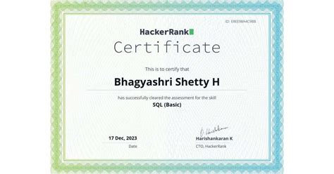 Bhagyashri Shetty On Linkedin Hackerrank Skill Certificate