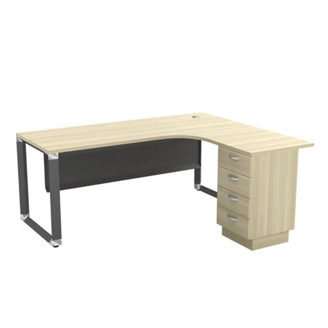 L Shape Manager Table With Metal Front Panel And 4 Drawer｜office Table