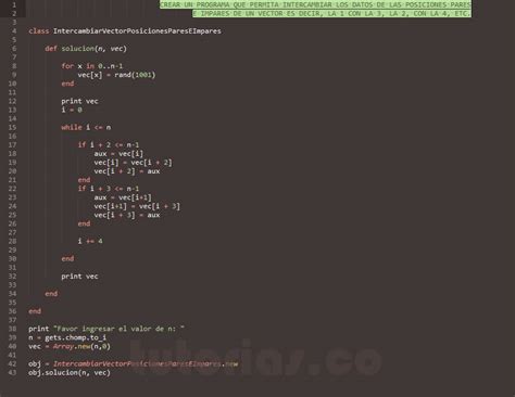 poo arrays ruby intercambiar vector posiciones pares e impares