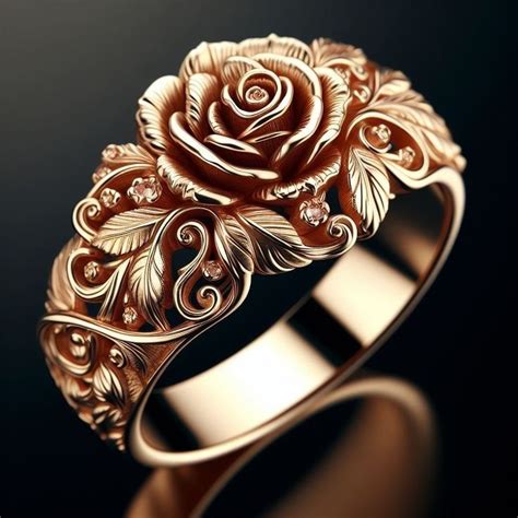 Rose Pattern Gold Fingerring Stilvoller Schmuck Mode Ringe Schmuckstück
