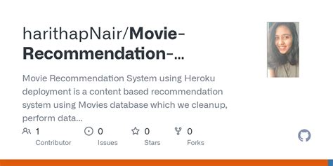 github harithapnair movie recommendation system movie recommendation