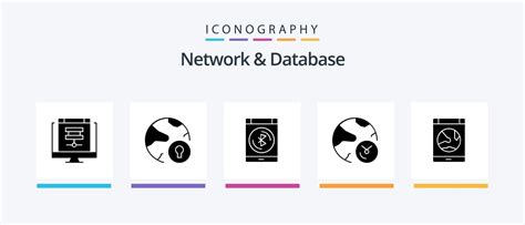 Network And Database Glyph 5 Icon Pack Including information. analysis. padlock. data. Creative ...
