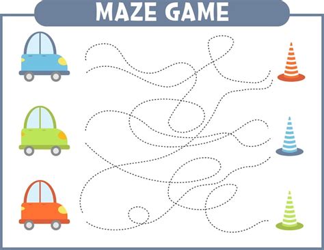 Premium Vector Maze Game Find The Right Route For Colorful Cars