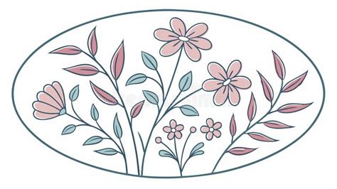 Decorative Oval Frame With Delicate Floral Arrangement Vector Design Generative Ai Stock Vector