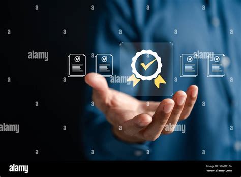 Quality Control Icon With Verified Documents Representing Standard