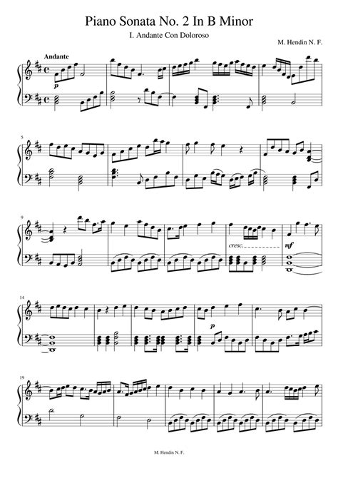 Piano Sonata No 2 In B Minor 1 Andante Con Doloroso Sheet Music M