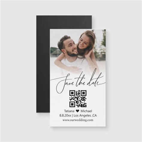 Stylish Qr Code Couple Photo Save The Date Magnet Zazzle