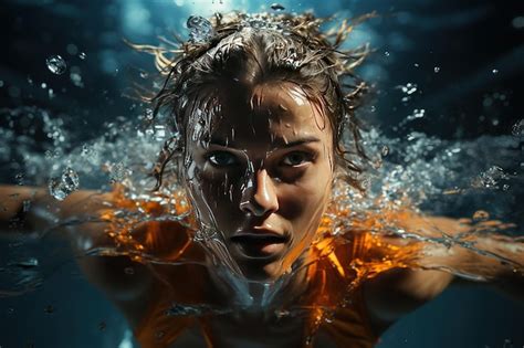 Premium AI Image Practice Swim Swimmers Treading Water As They Prepare For Their Individual