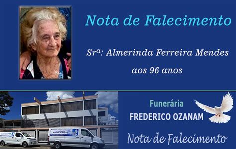 Nota de falecimento Srª Almerinda Ferreira Mendes aos 96 anos
