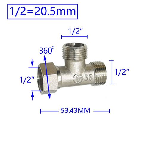 Badu Bg Месинг 1 2 мъжка и женска резба Тройник конектор тип T водопроводен 3 посочен воден