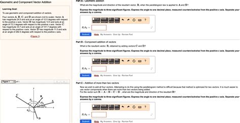 SOLVED: Geometric and Component Vector Addition Part A - Geometric addition: What are the ...
