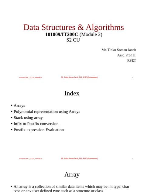 Module 2array Polynomialstack Pdf Algorithms And Data Structures