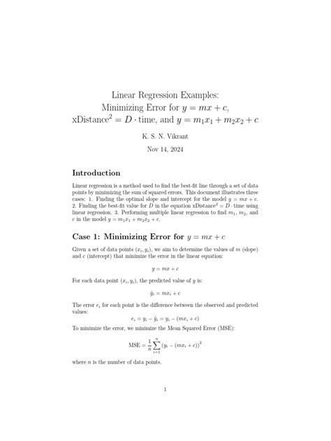 Aiml Pdf Errors And Residuals Linear Regression
