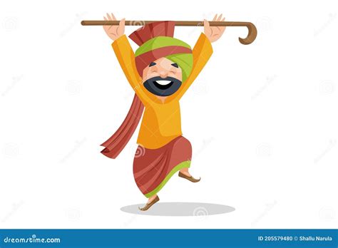 A Illustration Of Punjabi Sardarni Woman In Dancing Position Basic Rgb