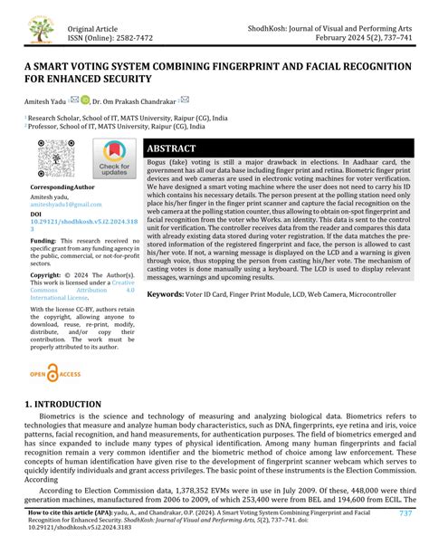 Pdf A Smart Voting System Combining Fingerprint And Facial Recognition For Enhanced Security