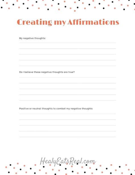 Positive Affirmations Worksheets