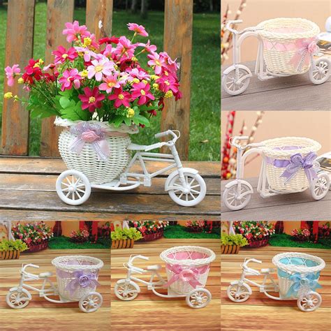 Vase Large Rattan Tricycle Bike Flower Basket Stor Vicedeal