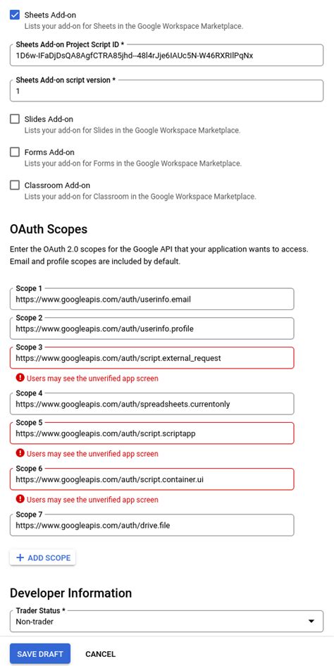 users may see the unverified app screen when adding scopes in the
