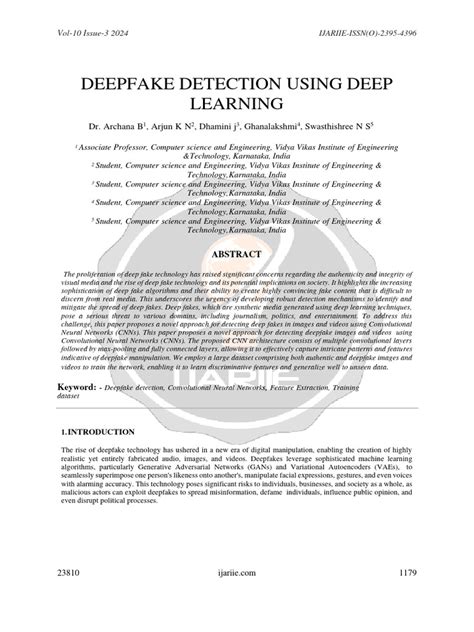 Deep Fake Detection Using Deep Learning Ijariie23810 Pdf Artificial Neural Network