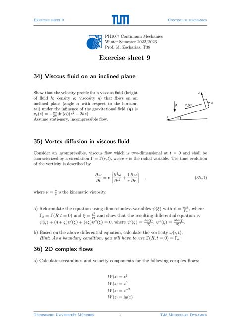 Sheet 9 Exercise Wintersemester Exercise Sheet 9 Continuum