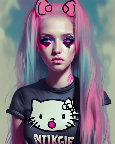 Synthwave Girl Confused Shy And Longhaired · Creative Fabrica