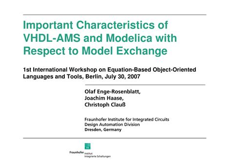 pdf important characteristics of vhdl ams and modelica with respect