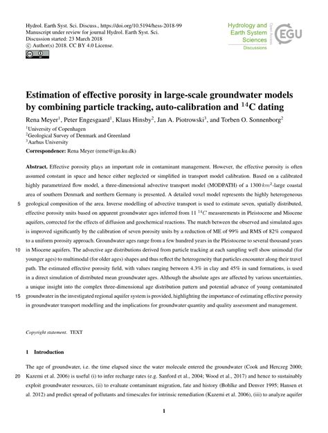 Estimation Of Effective Porosity In Large Scale Groundwater Models Docslib
