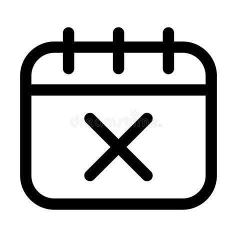 Calendar Delete Icon Line Isolated On White Background Black Flat Thin