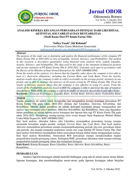 PDF ANALISIS KINERJA KEUANGAN PERUSAHAAN DITINJAU DARI LIKUIDITAS
