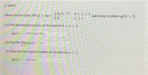 Solved Point Given The First Order Ivp Chegg