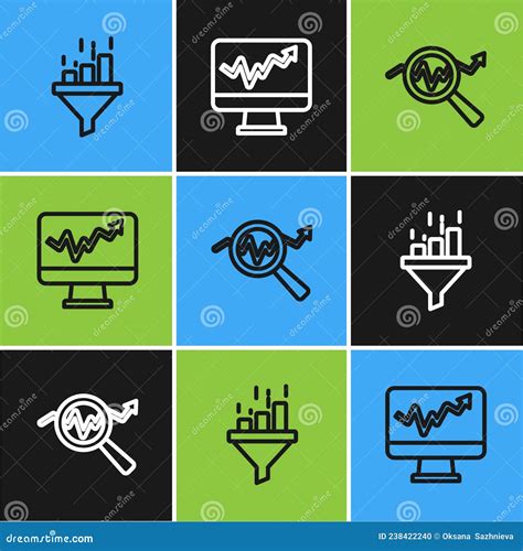 Set Line Sales Funnel With Chart Search Data Analysis And Monitor