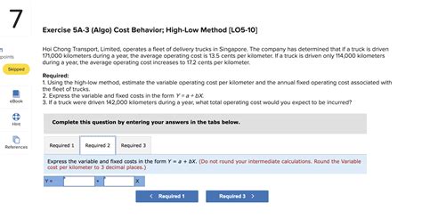 Solved Exercise A Algo Cost Behavior High Low Method Chegg Com