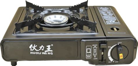 Портативна газова плитка Wang з перехідником на великий балон Чорна Bdz 153 Ks01 Black фото