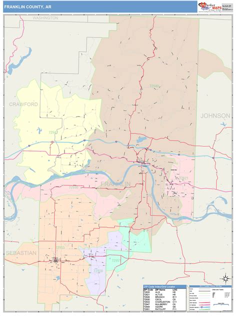 Franklin County Ar Wall Map Color Cast Style By Marketmaps