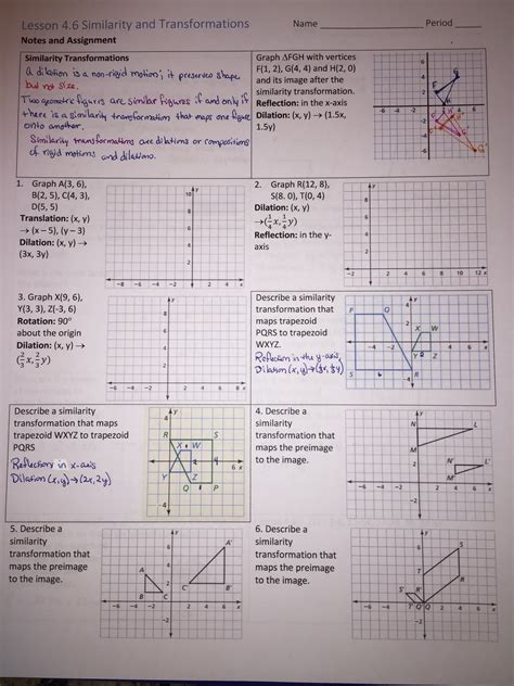 Similarity And Transformations Notes And Ws Systry