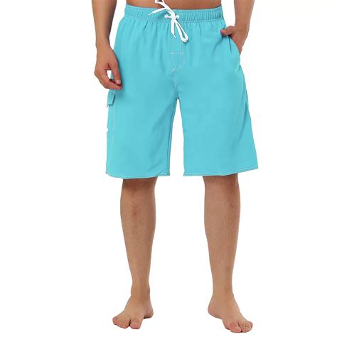Mens Summer Casual Solid Color Drawstring Elastic Waist Beach Board Short