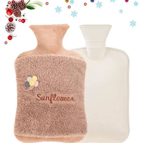 Bouillotte Bouillotte D Eau Chaude 2L Avec Housse En Peluche Souple