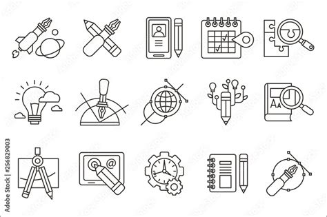 Vector Set Of Abstract Line Art Icons Digital Design And Creative