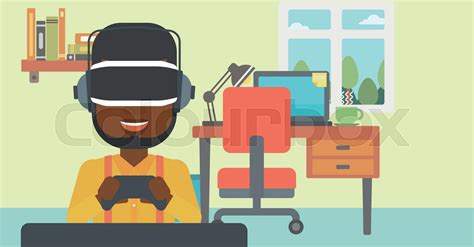 Man Wearing Virtual Reality Headset Stock Vector Colourbox