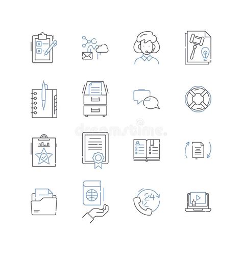E Courses Line Icons Collection Learning Online Education