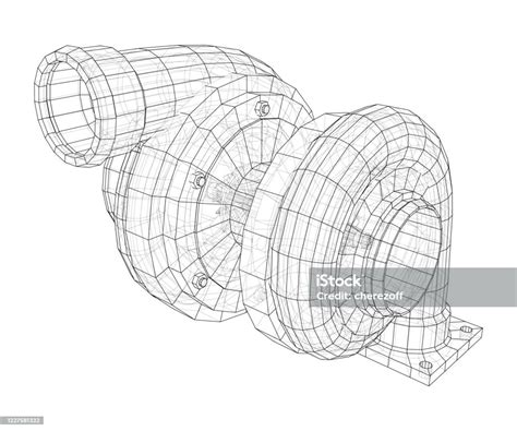 Ilustración De Esquema Del Concepto Del Turbocompresor Automovilístico