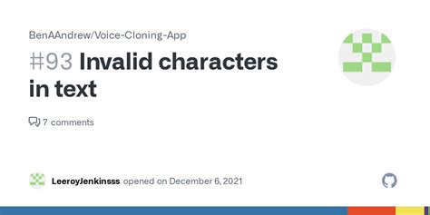 Invalid Characters In Text · Issue 93 · Benaandrewvoice Cloning App