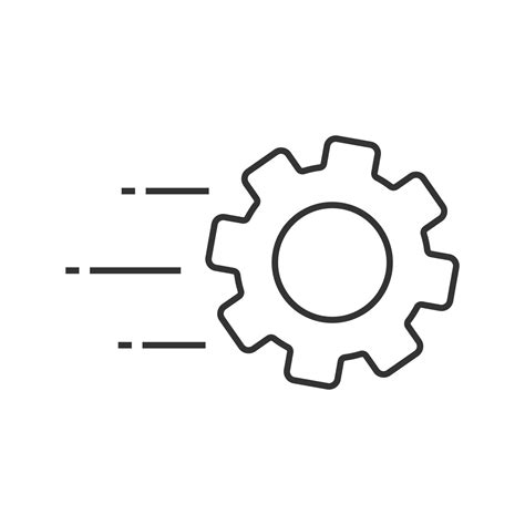 Flying Cogwheel Linear Icon Technological Progress Thin Line